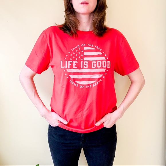 Life Is Good | Tops | Life Is Good American Flag Tshirt | Poshmark